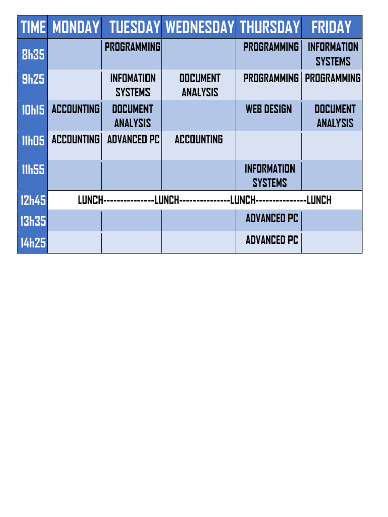Thando's Timetable | PDF | Computers
