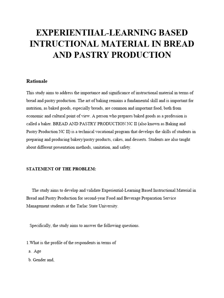 BREAD-AND-PASTRY-THESIS-2 | PDF | Baking | Flour