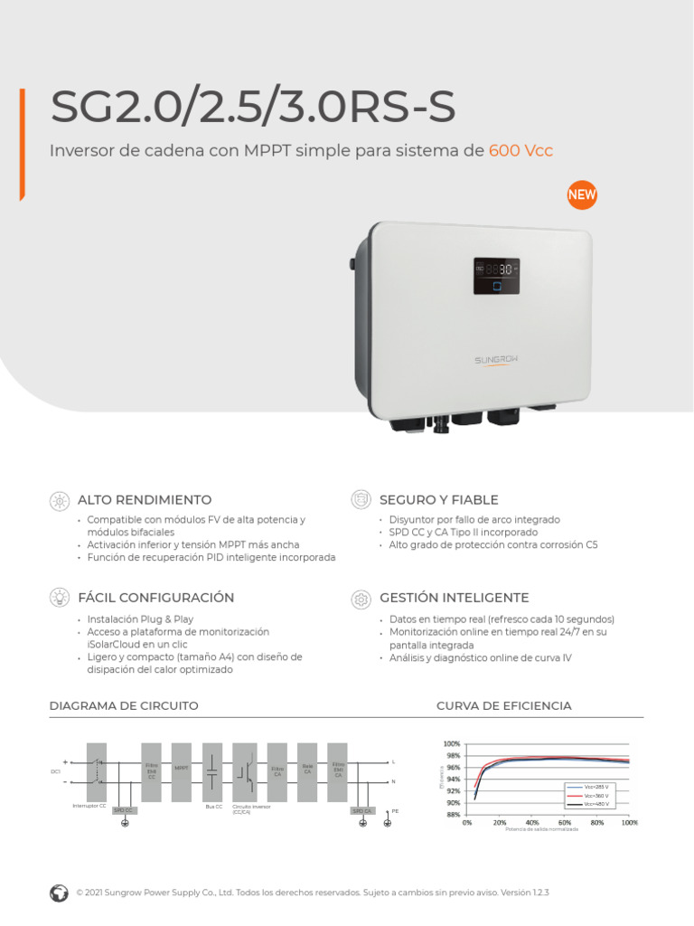 ES DSSG2.0-3.0RS-S & SG3-6RS Ficha Técnica | PDF | Energia electrica | Equipo eléctrico