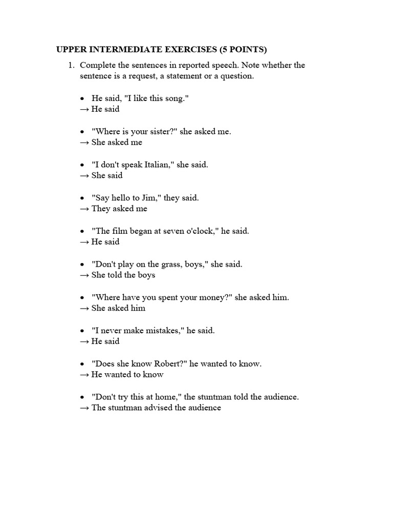 UPPER INTERMEDIATE EXERCISES | PDF