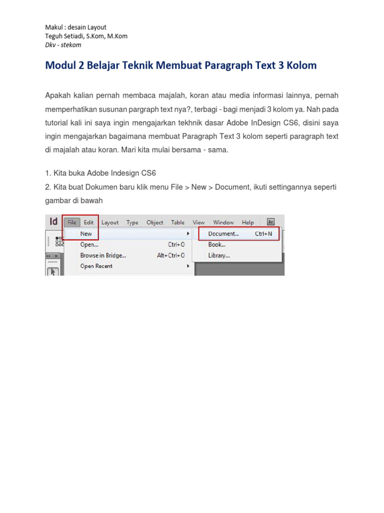 Teknik Membuat Teks 3 Kolom di InDesign | PDF