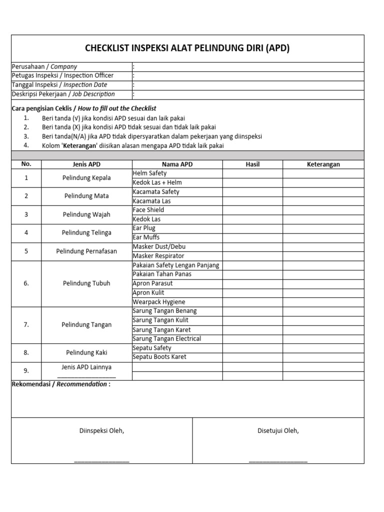 MASTER FORM CHECKLIST APD | PDF