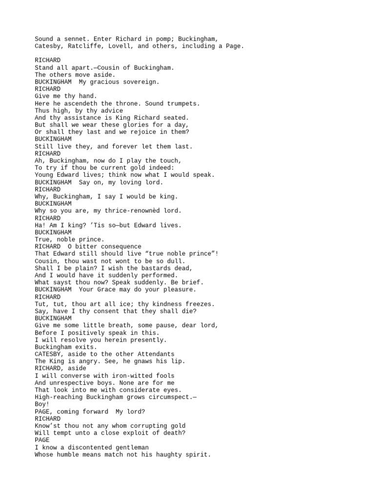 Richard III's Ambition and Betrayal | PDF | Poetry | Classics