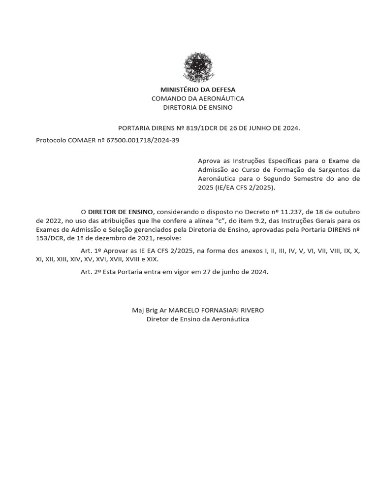 Edital de Abertura Ie Ea Cfs 2 2025 | PDF