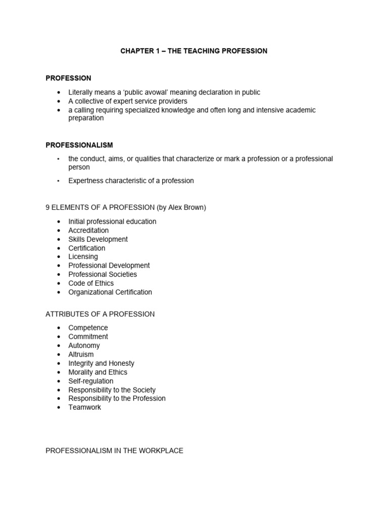 CHAPTER 1 The Teaching Profession | PDF | Profession | Schools