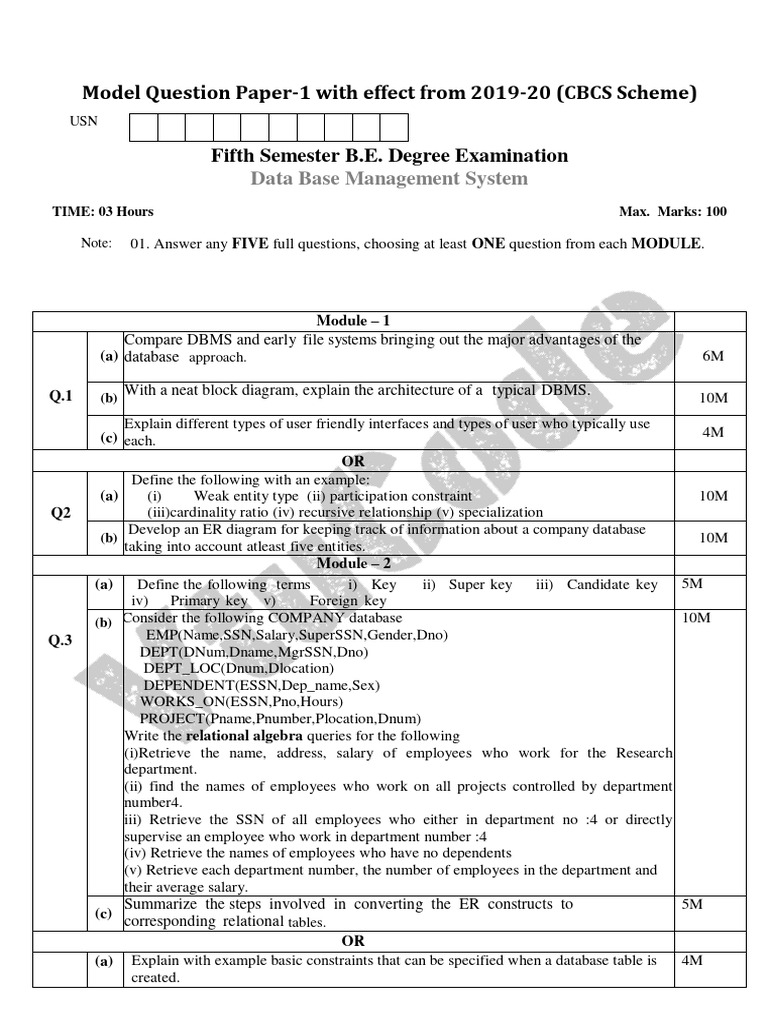 @vtucode - in Model Paper 2018 Scheme Set 1 DBMS | PDF | Databases | Relational Model