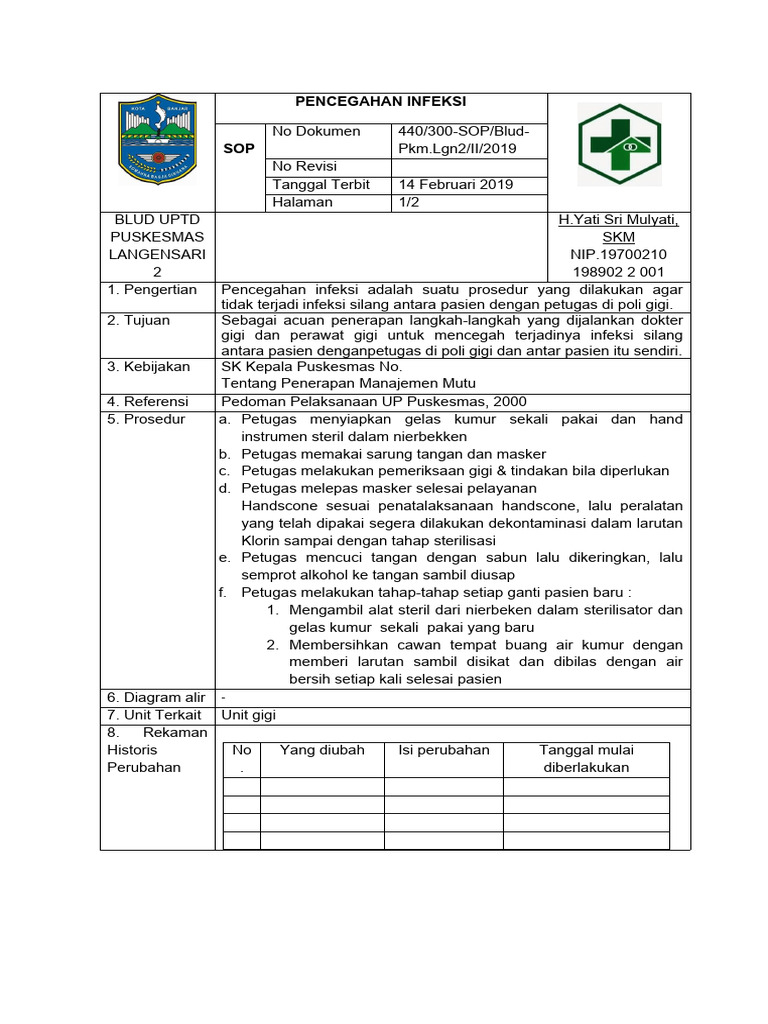 SOP DAN DT PENCEGAHAN INFEKSI-kebijakan | PDF