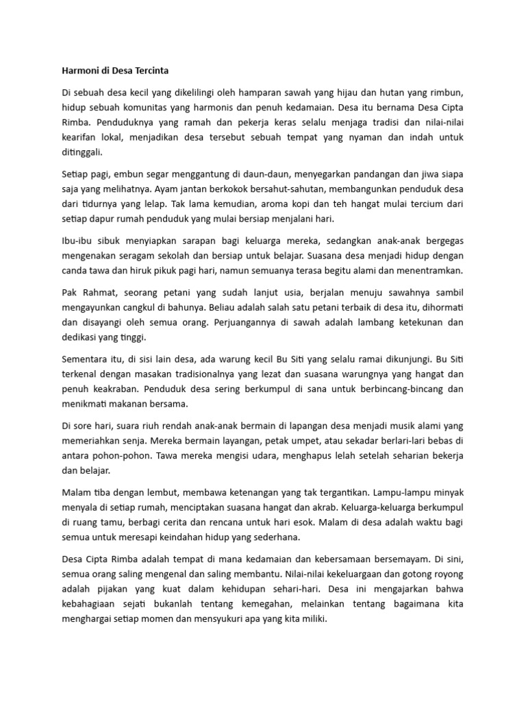 Harmoni Di Desa Tercinta | PDF | Puisi