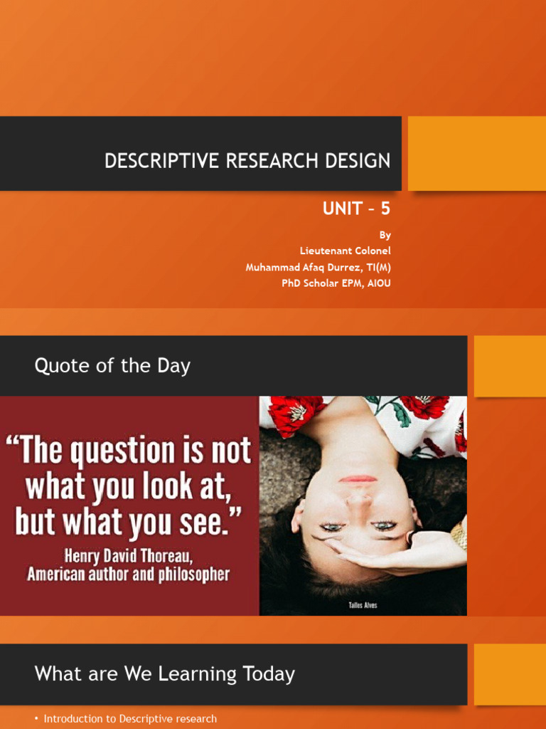 8604 Unit 5 Revised Descriptive Research Design | PDF | Survey ...