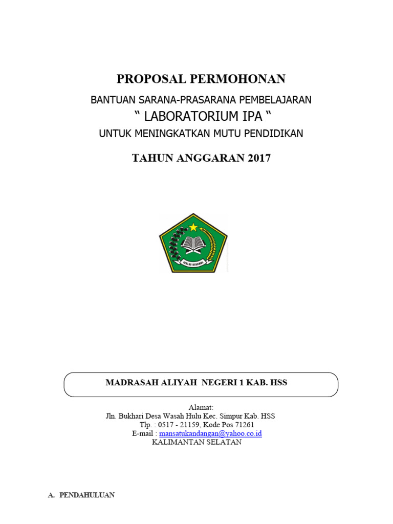 Proposal Bantuan Lab IPA MAN 1 HSS | PDF | Griya & Taman