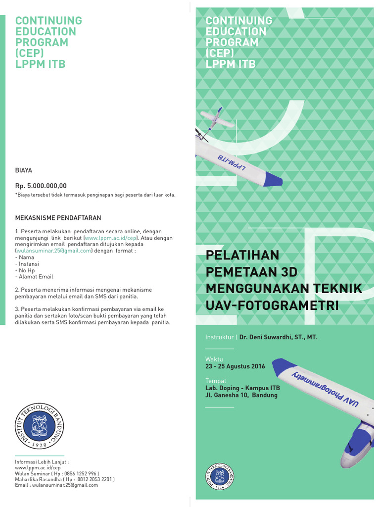 Brosur Pelatihan Pemetaan 3D Menggunakan Teknik UAV-Fotogrametry Rev | PDF