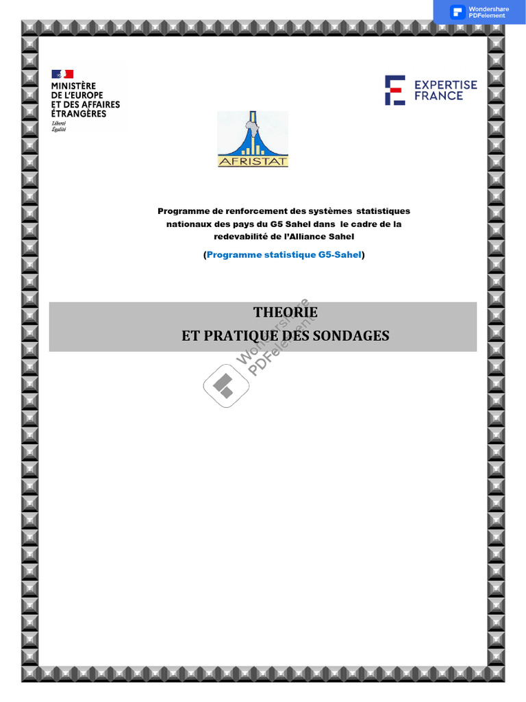 Theorie Et Pratique Des Sondages | PDF | Estimateur (statistique ...