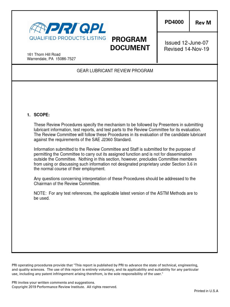 Gear Lubricant Review Program | PDF | Business | Technology & Engineering