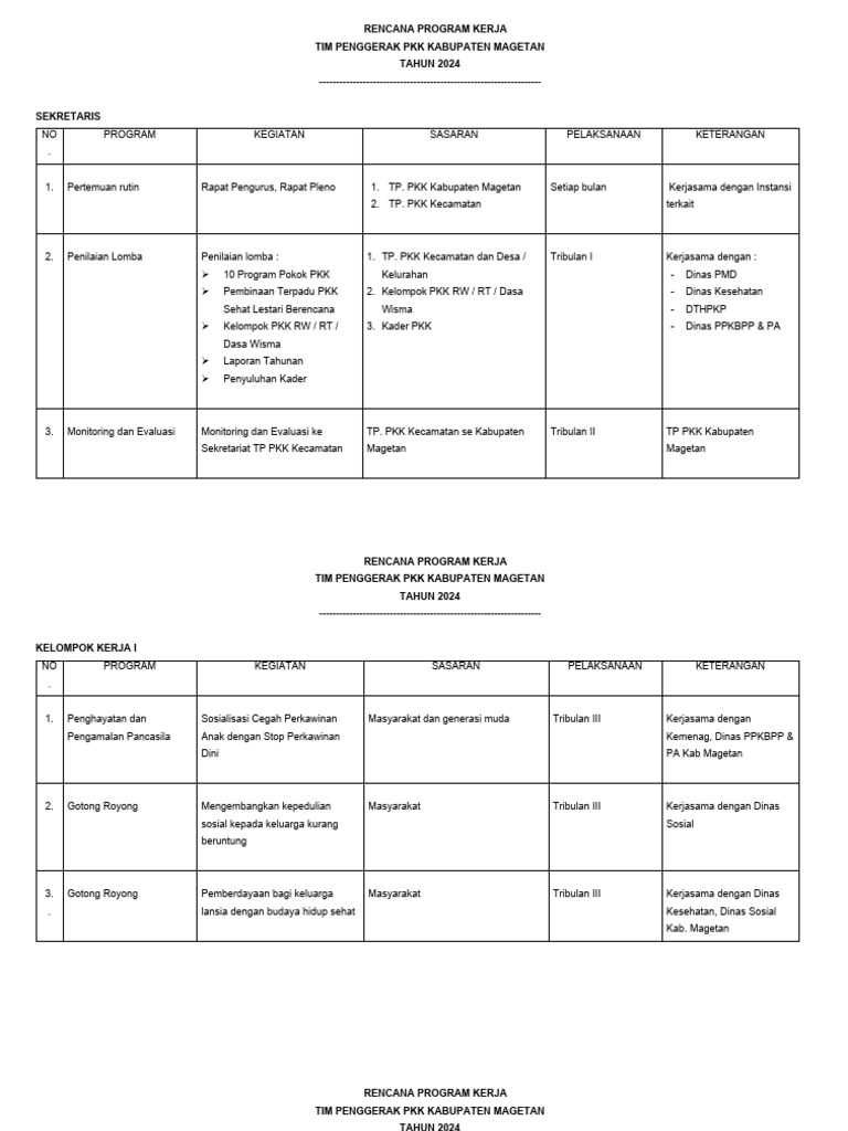 Program Kerja PKK 2024 | PDF