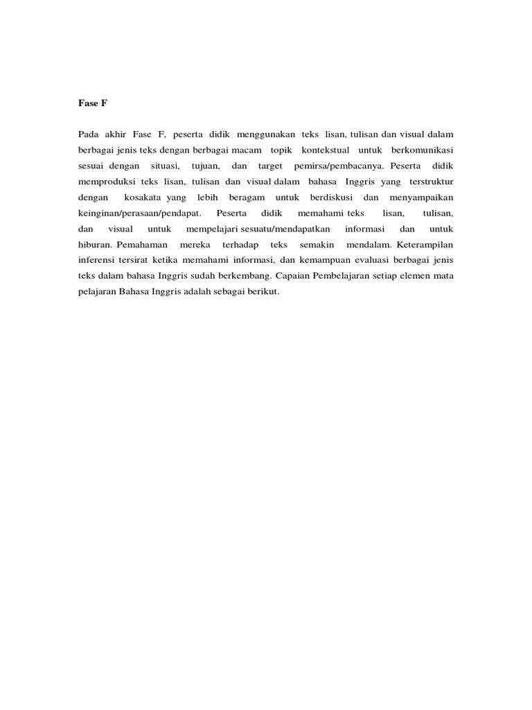 CP Fase F Bahasa Inggris Kelas Xii | PDF