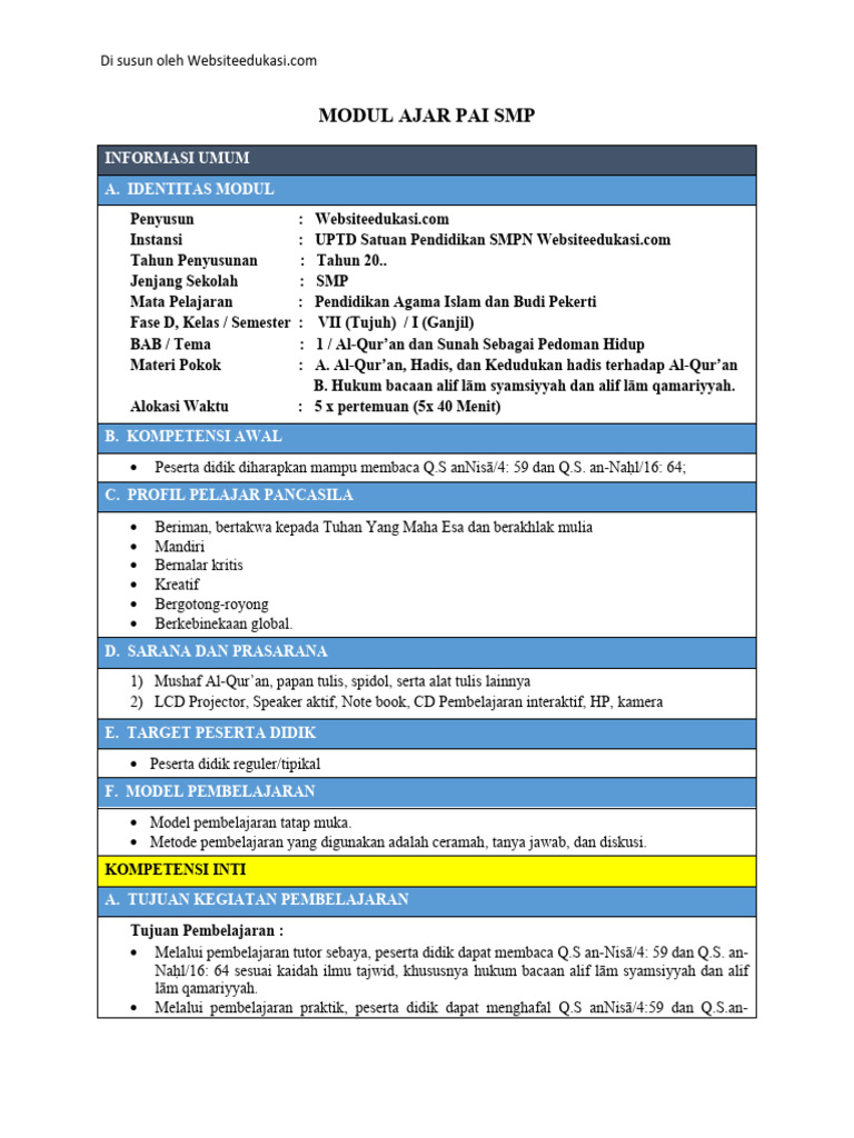 Modul Ajar Pai SM2 | PDF | Karier & Perkembangan | Sains & Matematika