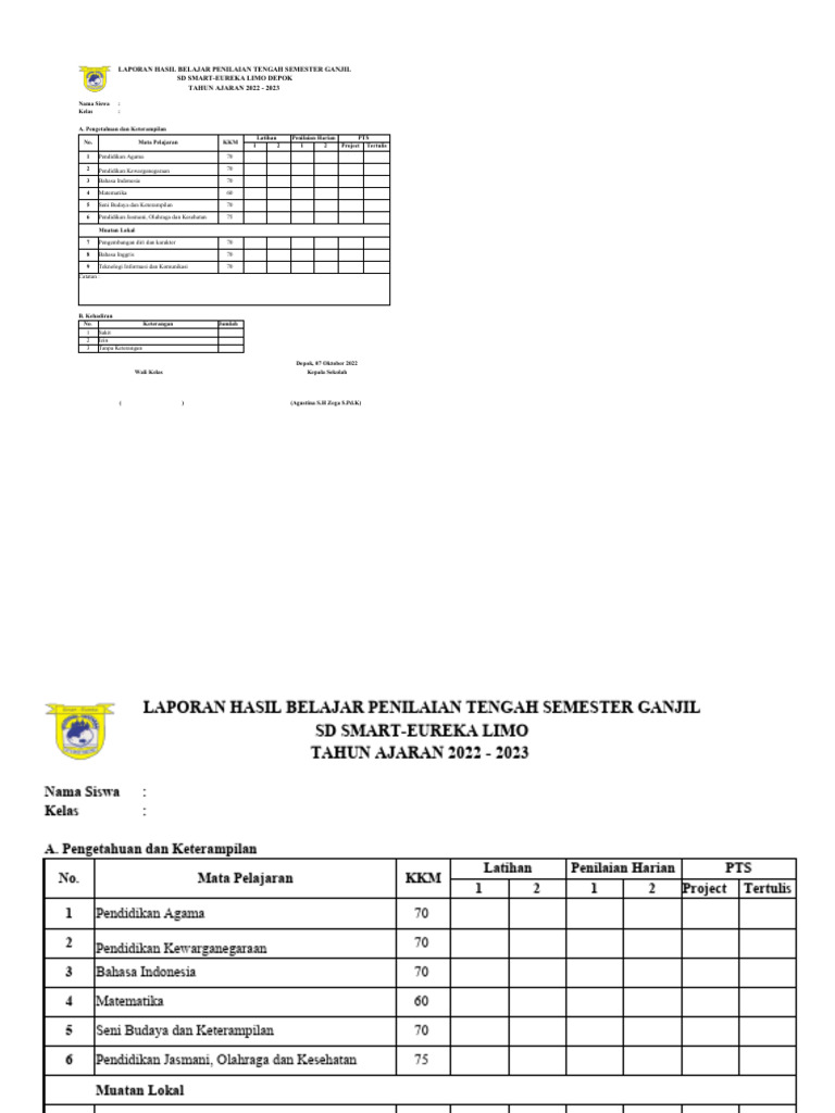 Rapor Pts Ganjil 2022-2023 | PDF
