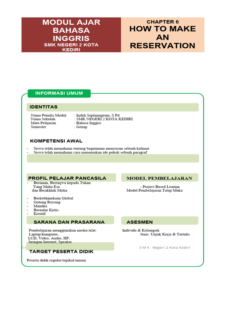Cara Membuat Reservasi dalam Bahasa Inggris | PDF | Karier & Perkembangan | Komputer