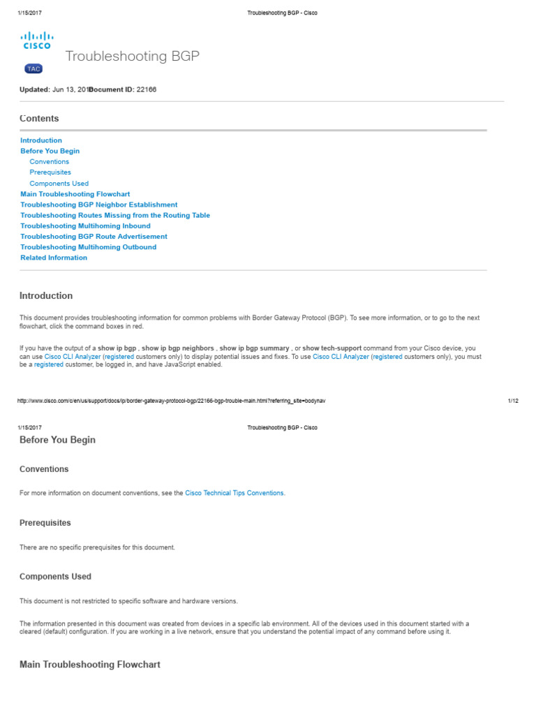 Troubleshooting BGP - Cisco | PDF | Telecommunications | Computing