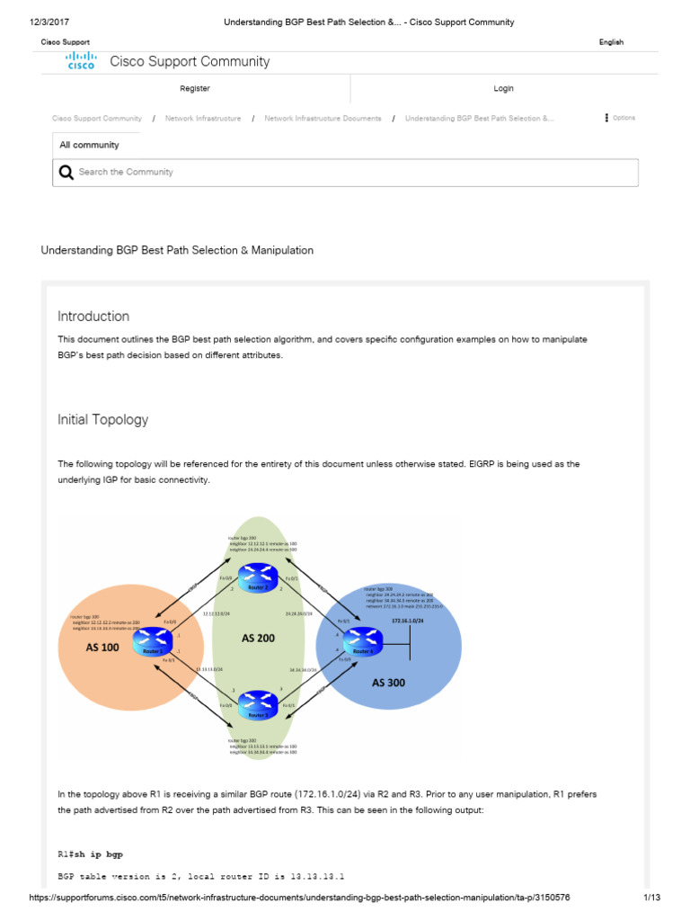 Understanding BGP Best Path Selection &.. | PDF | Routing | Router (Computing)