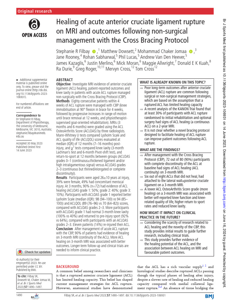 Cross Bracing Protocl Non Op Acl Rehab | PDF | Knee | Lower Limb Anatomy