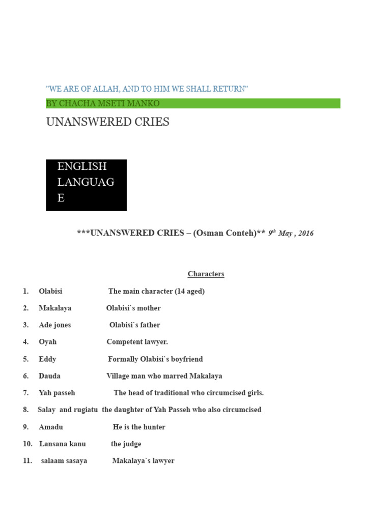 Analysis of Unanswered Cries | PDF | Female Genital Mutilation