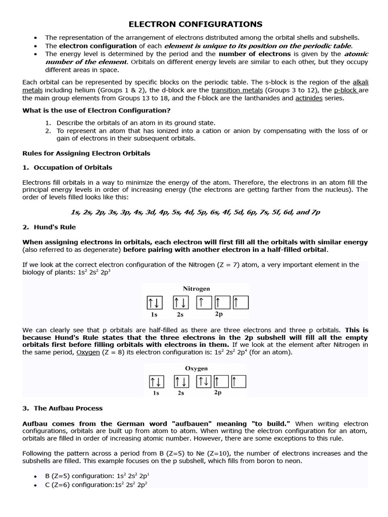 Electron Configurations Pdf Electron Configuration Atomic Orbital
