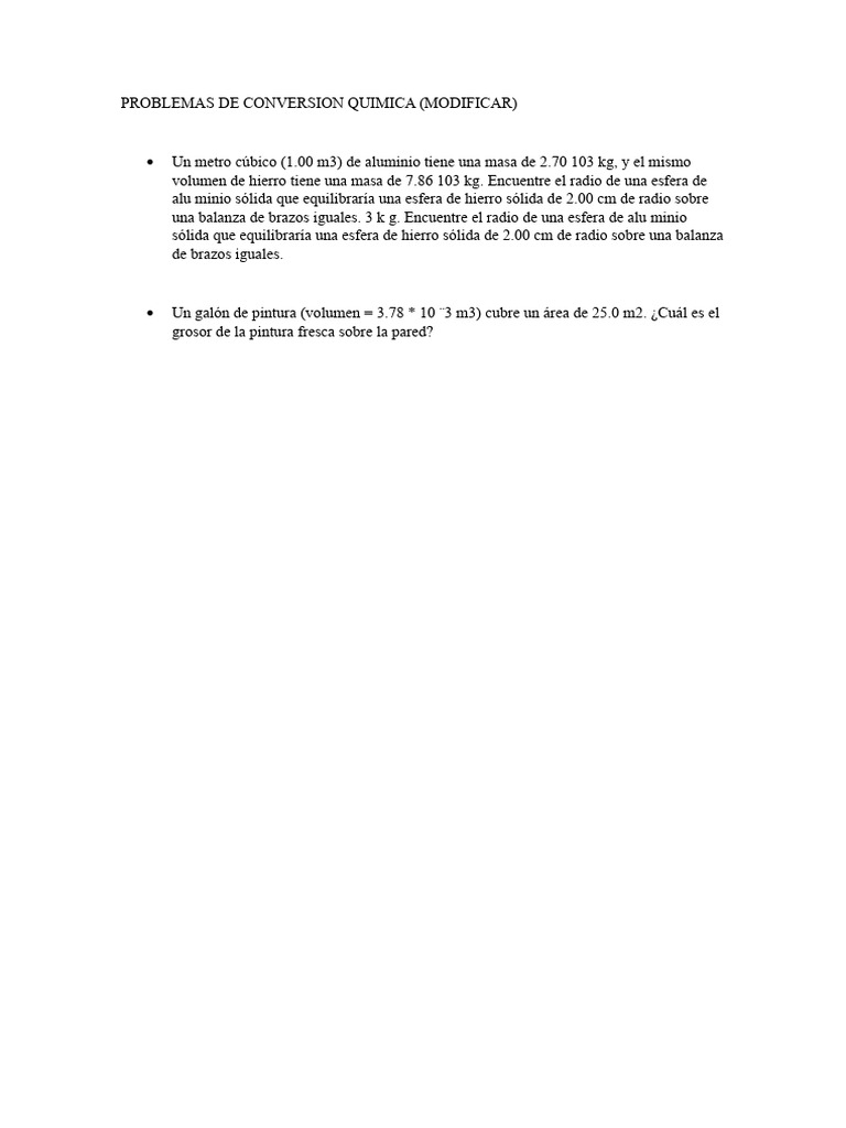 Problemas De Conversion Quimica Pdf 0420