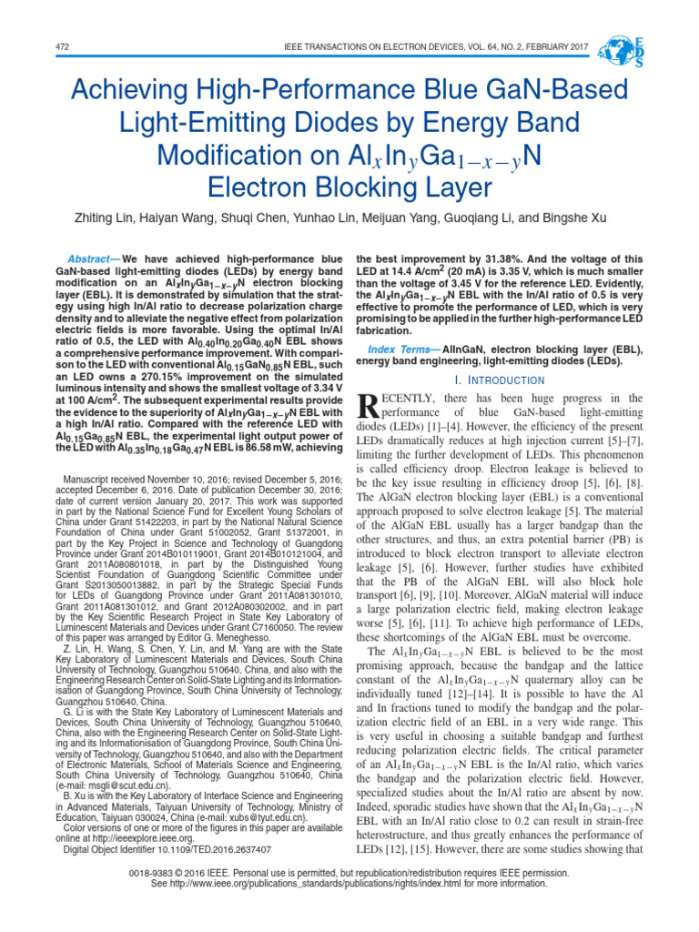 Achieving High-Performance Blue GaN-Based Light-Emitting Diodes by ... Achieving High-Performance Blue GaN-Based Light-Emitting Diodes by ...