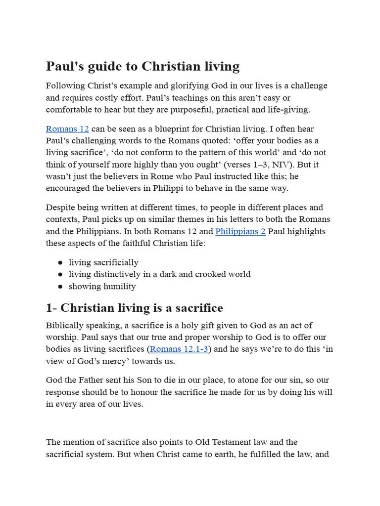Paul's Guide To Christian Living | PDF | Paul The Apostle | Jesus