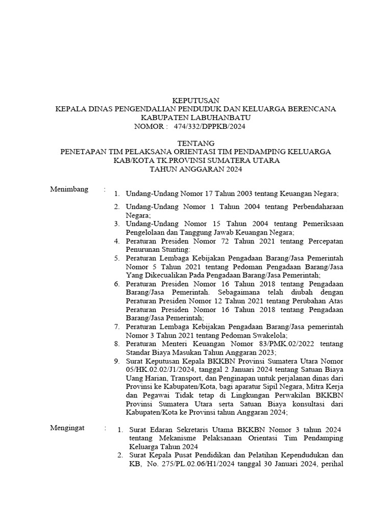 Penetapan Tim Pendamping Keluarga 2024 | PDF