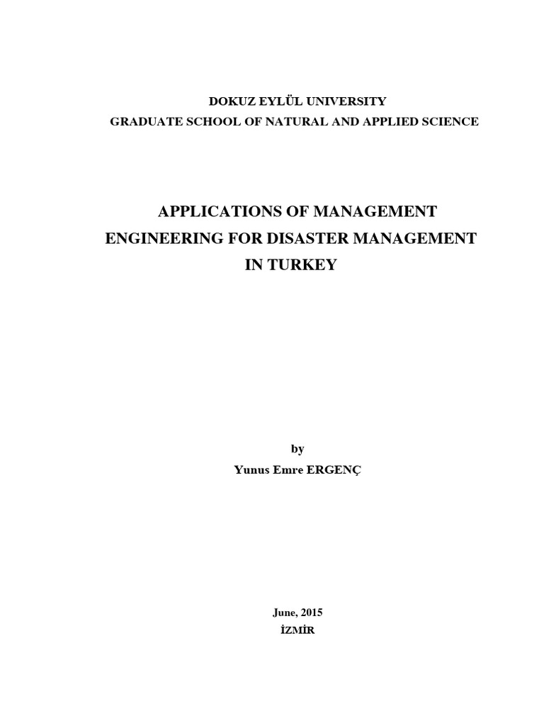 Applications of Management Engineering For Disaster Management in ...