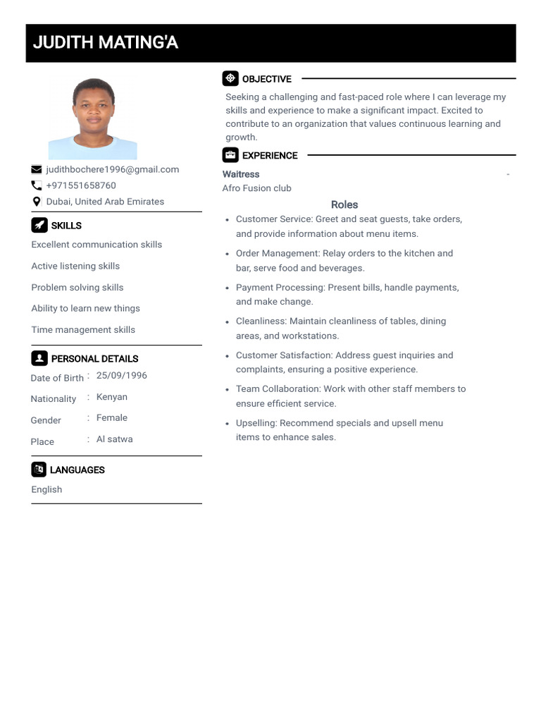 Judith Updated CV | PDF | Communication