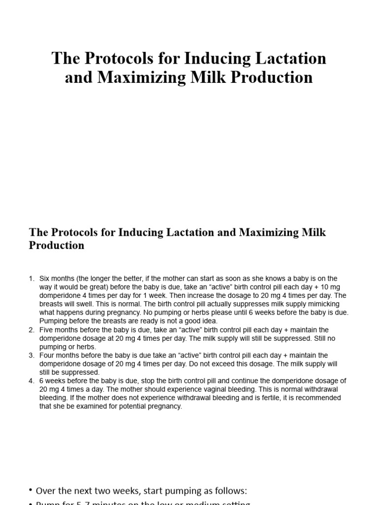 The Protocols For Inducing Lactation and Maximizing Milk | PDF ...