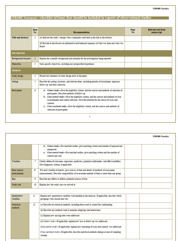 STROBE | PDF | Cohort Study | Confounding
