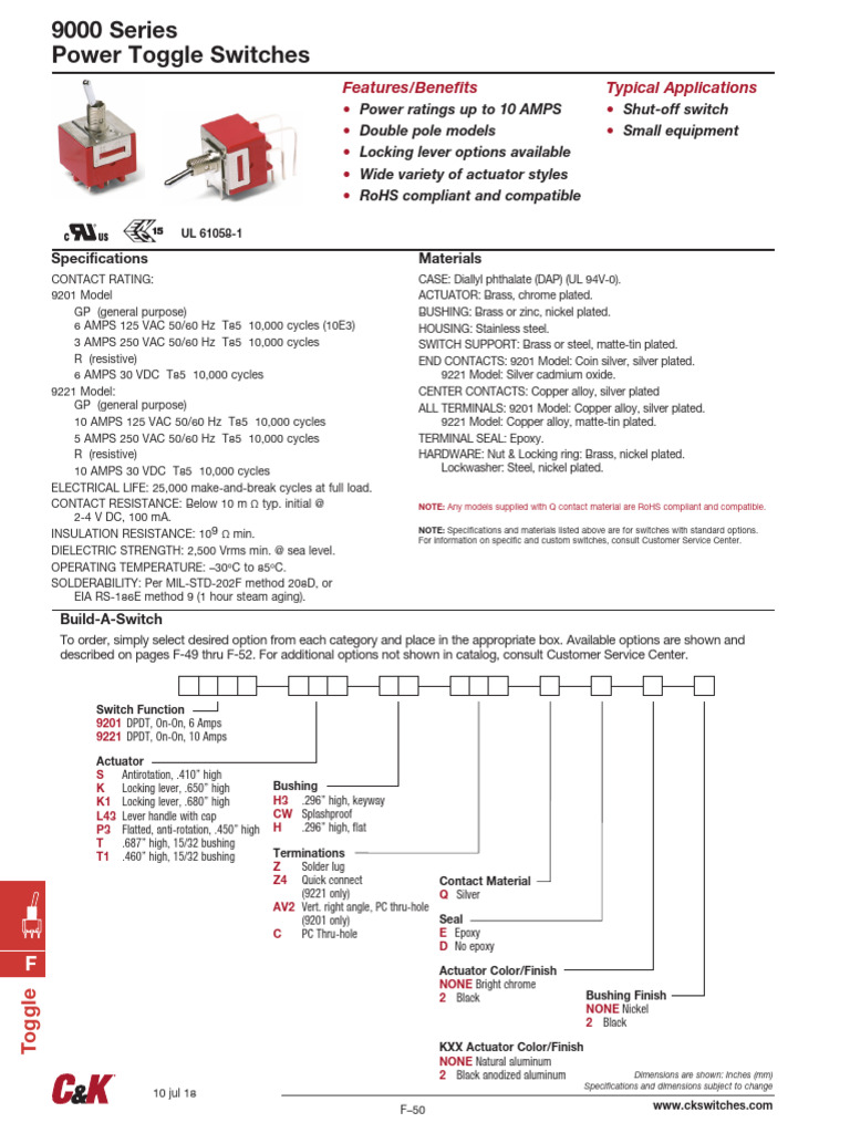 Mouser Electronics, 9000power Toggle Switche | PDF | Switch | Silver