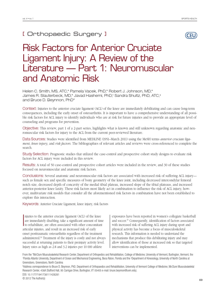 factor acl injury | Download Free PDF | Knee | Cohort Study