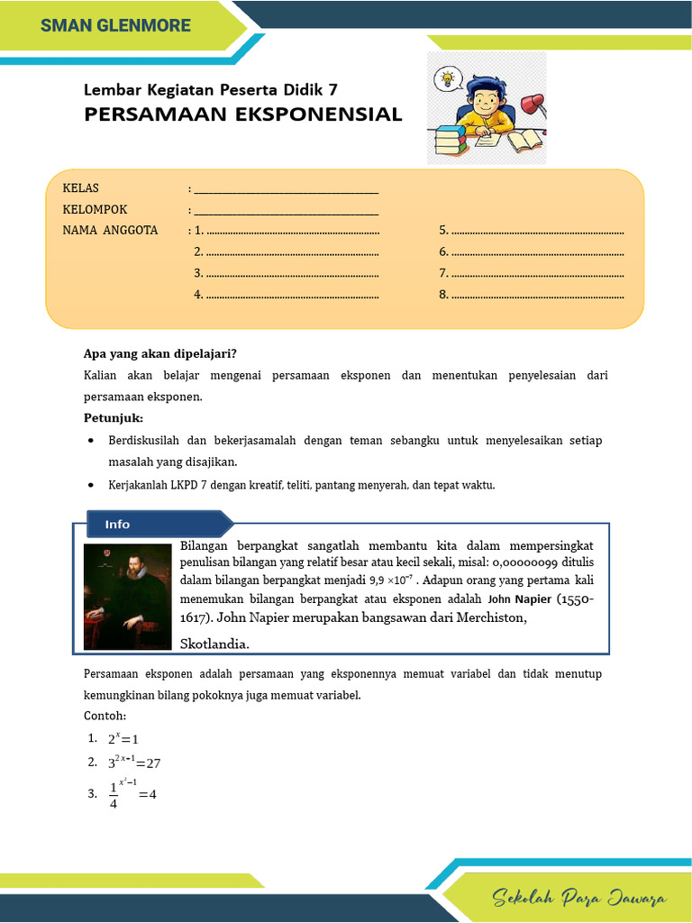 LKPD Persamaan Eksponen | PDF | Metode & Bahan Ajar