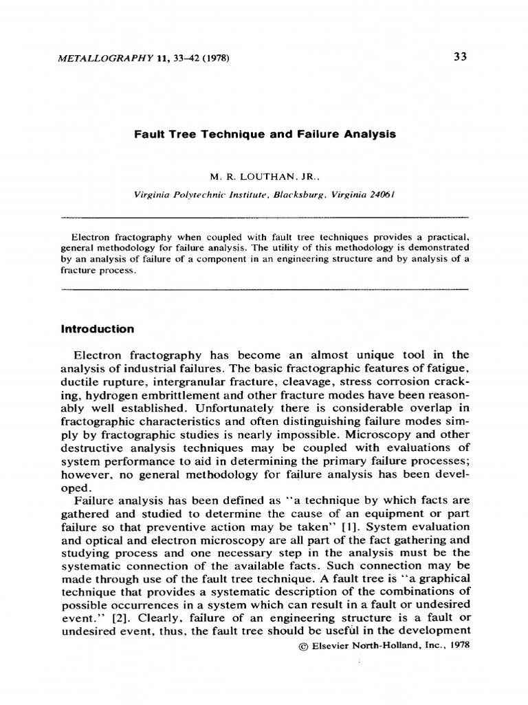 Fault Tree Technique and Failure Analysis | PDF | Fracture | Failure ...