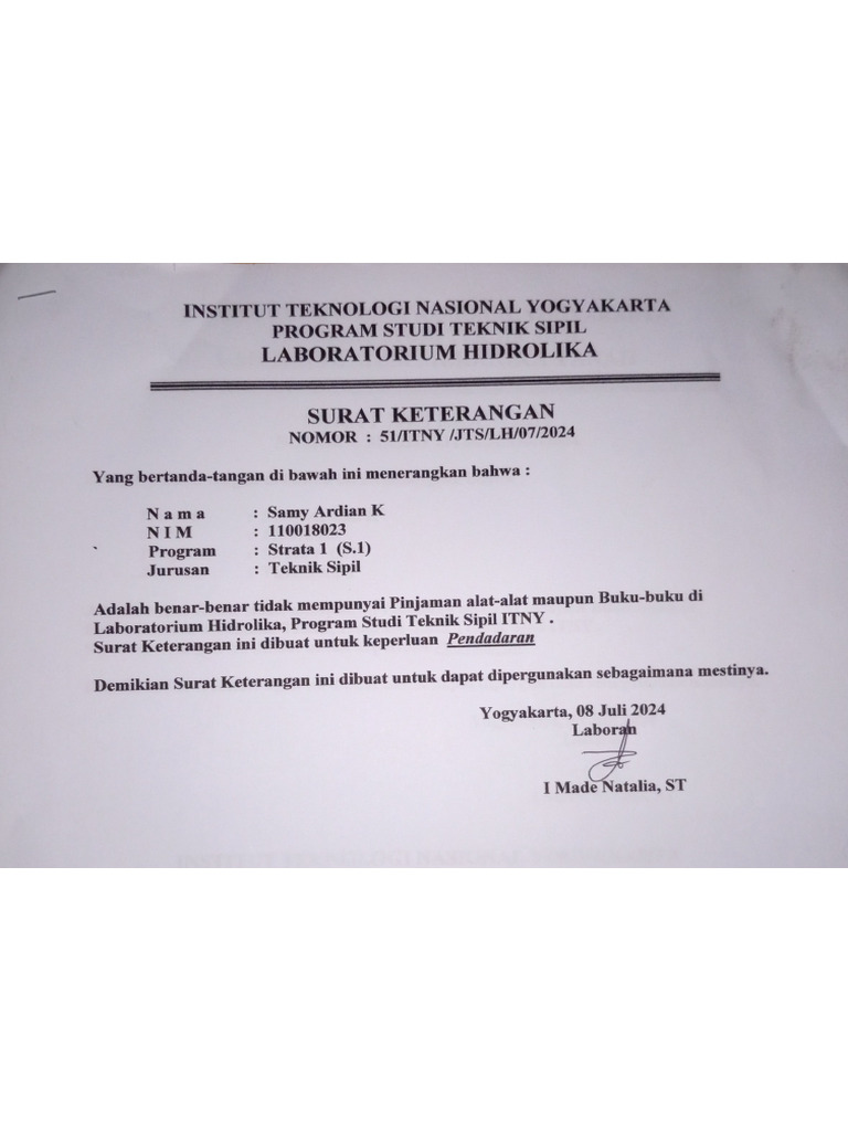 Surat Bebas Lab | PDF