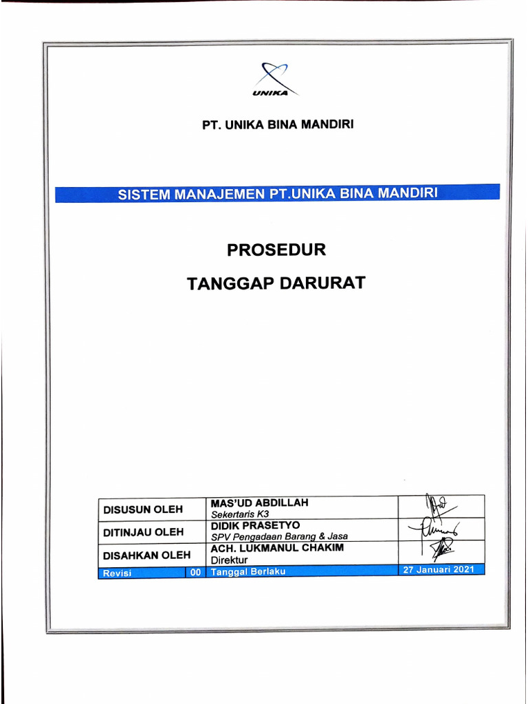 Contoh IK Dan Prosedur Darurat | PDF