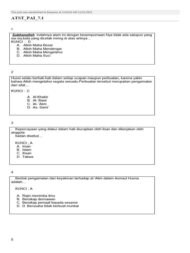 Uts Pai Mid Ganjil Kl. 7 Th.2023-2024 | PDF | Agama & Spiritualitas