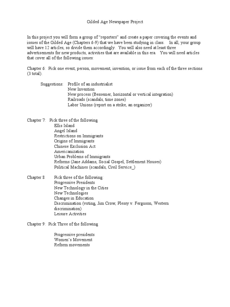 Gilded Age Newspaper Project | PDF | Newspapers | Internet Forum