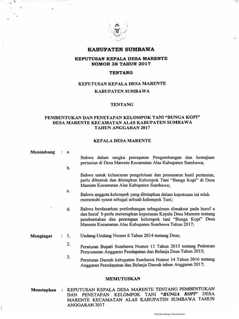 SK Kades KTH Bunga Kopi | PDF