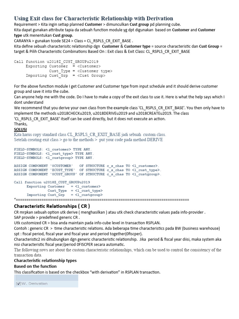 Using Exit Class For Characteristic Relationship With Derivation | PDF ...