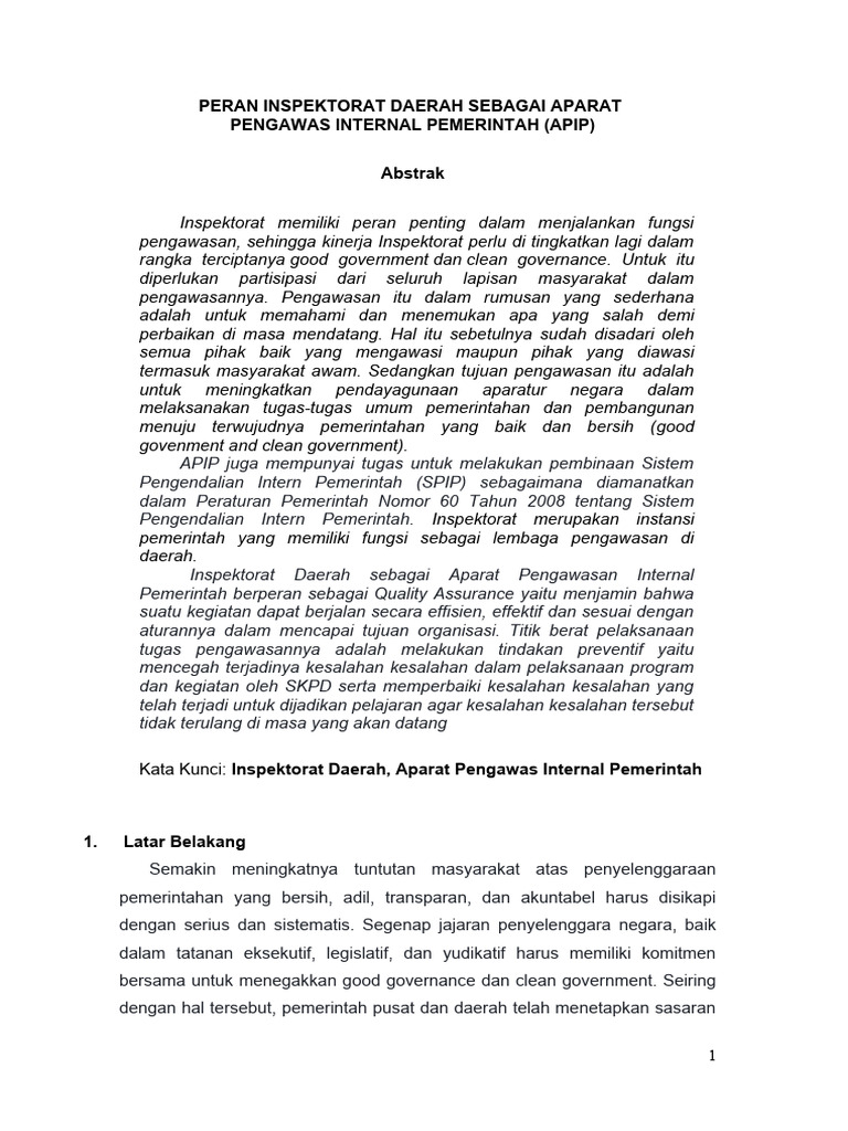 Peran Inspektorat | PDF | Pengelolaan Keuangan & Uang