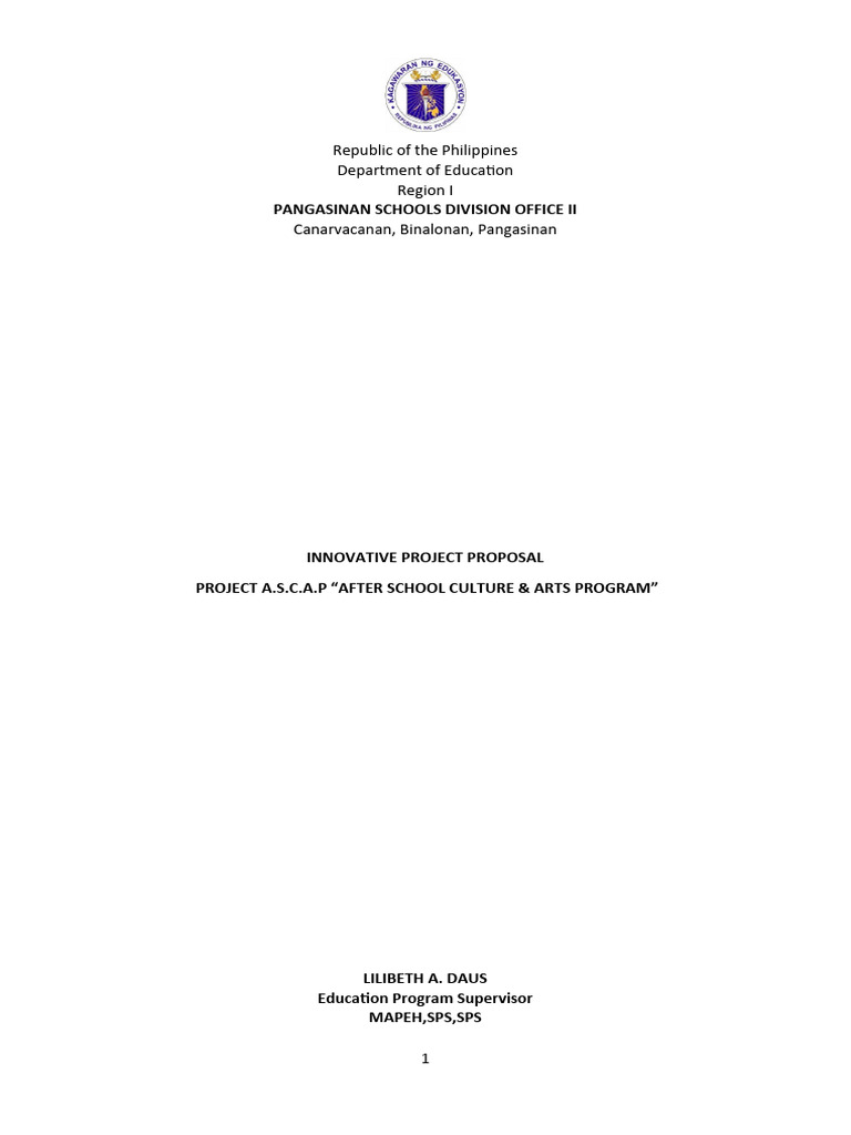 After School Culture & Arts Program Proposal | PDF | Educational ...