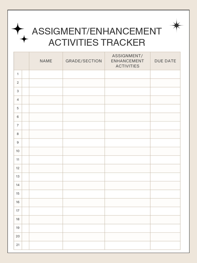 Weekly Assignment Planner Template | PDF