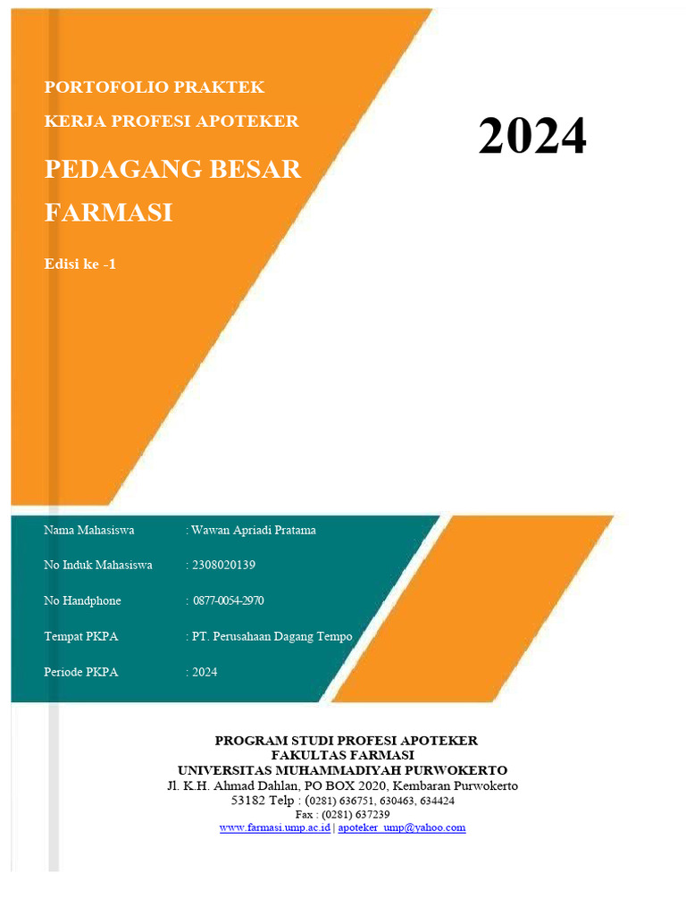 Portofolio PKPA Apoteker di PBF 2024 | PDF