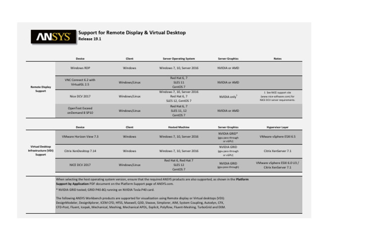 Ansys191 Remote Display Virtual Desktop Support | PDF | Desktop Virtualization | Computing